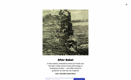 Afterbabel.com website. After Babel | Jon Haidt | Substack.