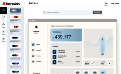 Aicolors.co website. AI Colors | BairesDev.