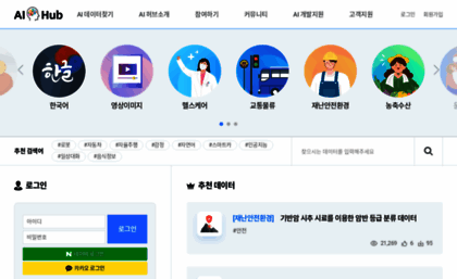 Aihub.or.kr website. AI-Hub.