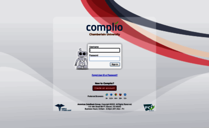 Chamberlain.complio.com website. Login :: Complio.
