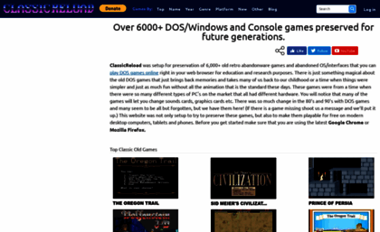 Classicreload.com website. ClassicReload.com | Game and Software Preservation.