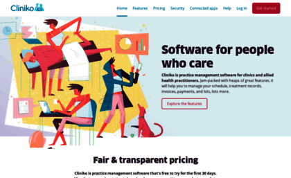 Cliniko.com website. Allied Health Practice Management Software - Cliniko.