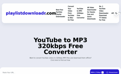 Coconvert.com website. YouTube to MP3 320kbps Free Converter.