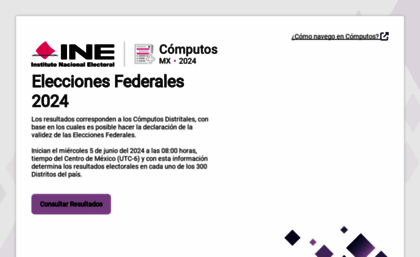 Computos2024.ine.mx website. Cómputos 2024.