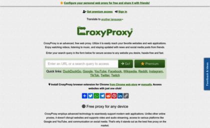 Croxyproxy.net website. The most advanced secure and free web proxy | CroxyProxy.