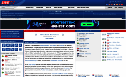 Livetv.sx website. Прямые спортивные видео трансляции, футбол, хоккей, теннис, баскетбол / LiveTV.