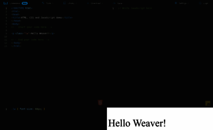 Liveweave.com website. HTML, CSS and JavaScript playground - Liveweave.