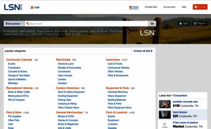 Lsn.com website. Local Sales Network - Free Classified Ads on LSN.com.