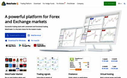 Metatrader5.com website. MetaTrader 5 Trading Platform for Forex, Stocks, Futures.