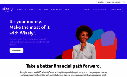 Mywisely.com website. Get Paid Early and Earn Cashback Rewards | Wisely.