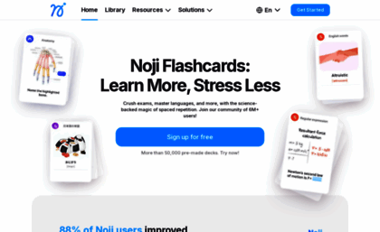 Noji.io website. Noji Flashcards: Create & Study in Noji App.