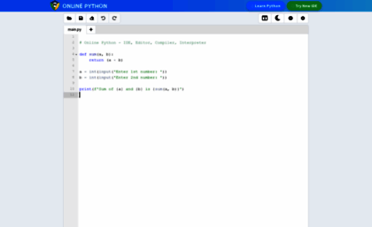 Online-python.com website. Online Python - IDE, Editor, Compiler, Interpreter.