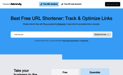 Rb.gy website. Free URL Shortener.