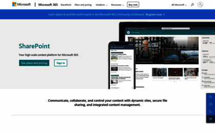 Sharepoint.com website. Microsoft SharePoint Online - Collaboration Software | Microsoft 365.