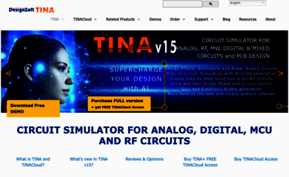 Tina.com website. Online-Offline Circuit Simulator for Analog, Digital & MCU Circuits.