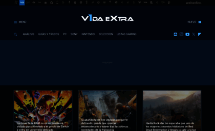 Vidaextra.com website. VidaExtra - Consolas y videojuegos: Playstation, XBox, Nintendo, PC.