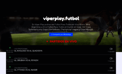 Viperplay.net website. Viper Play TV - Ver todos los partidos de fútbol en VIVO GRATIS.