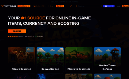 Virtgold.com website. VirtGold - Online In-Game Items, Currency and Boosting.