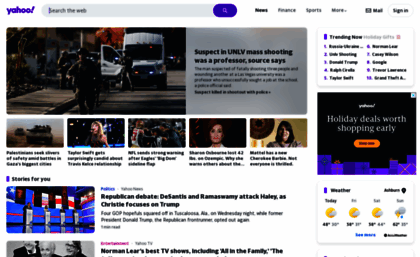 Yaoo.com website. Yahoo | Mail, Weather, Search, Politics, News, Finance, Sports & Videos.