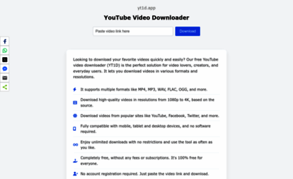 Yt1d.app website. Free YouTube Video Downloader - YT1D.app.